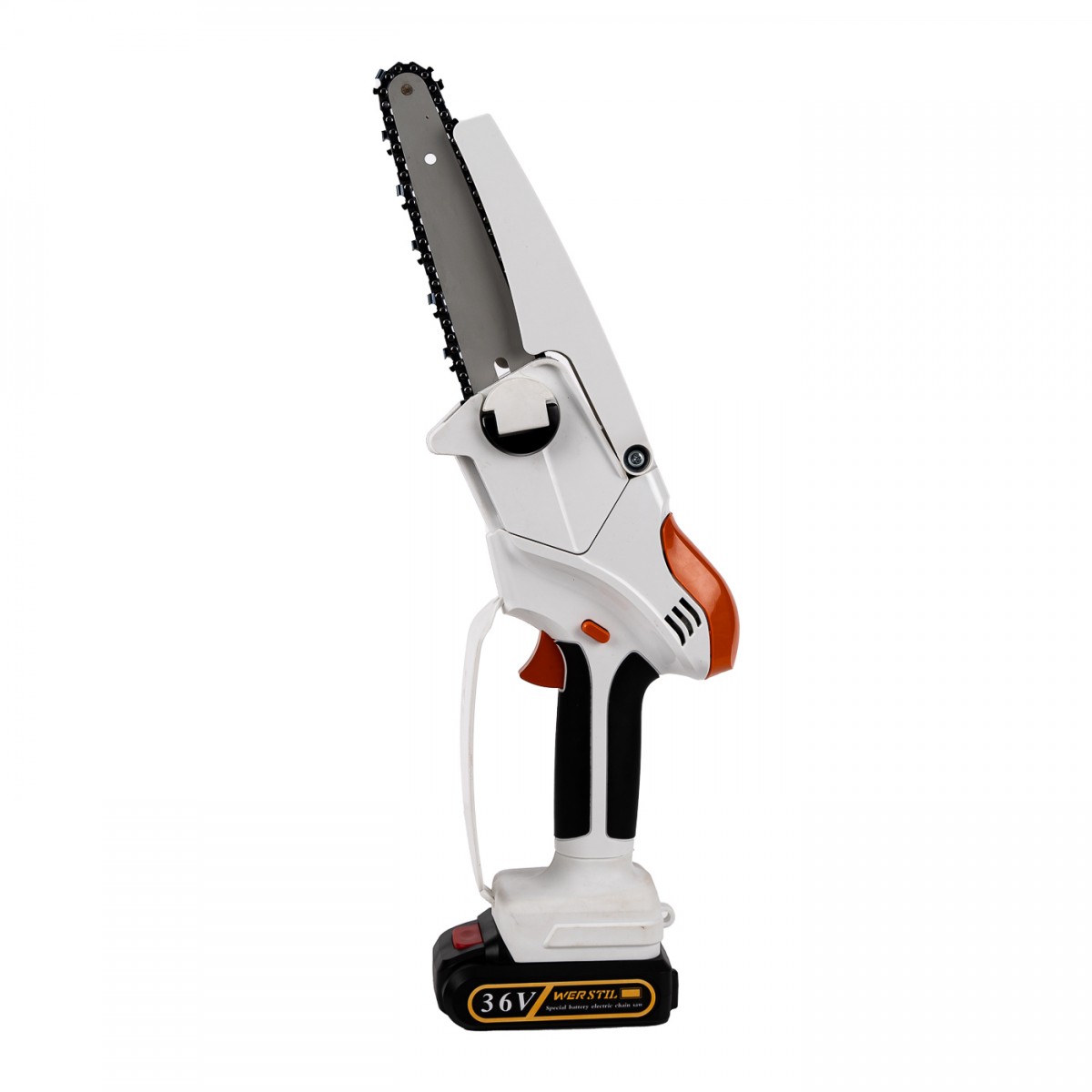 Mini Drujba Werstil cu 2 acumulatori 36V, lama si lant 8inch, alb